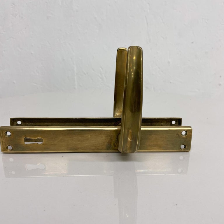 Rich Brass Italian Door Pull Handle and Plate Midcentury ITALY 1950s ...