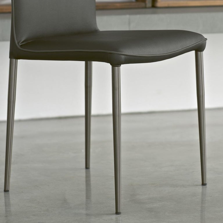 Modern Italian Eco Leather and Lacquered Metal Chair, Bontempi Casa ...