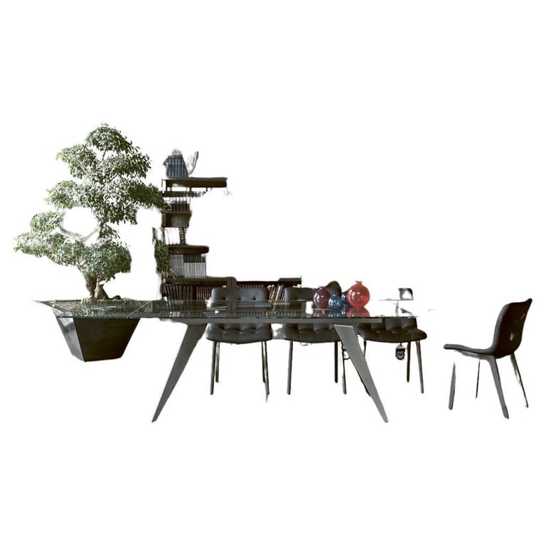 Modern Italian Extendible Table in Glass and Lacquered Metal - Bontempi ...