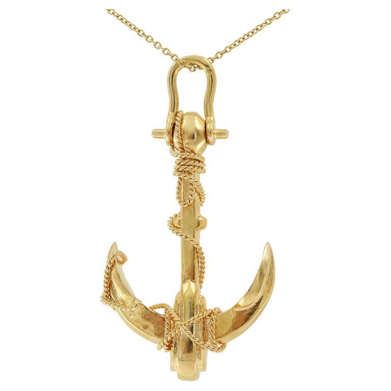 Modern Italian Made, 18ct Yellow Gold, Anchor Pendant For Sale at 1stDibs