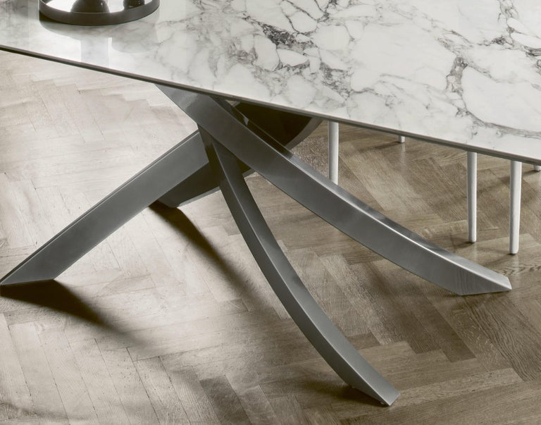Modern Italian Metal and Marble Extendible Table from Bontempi Casa ...