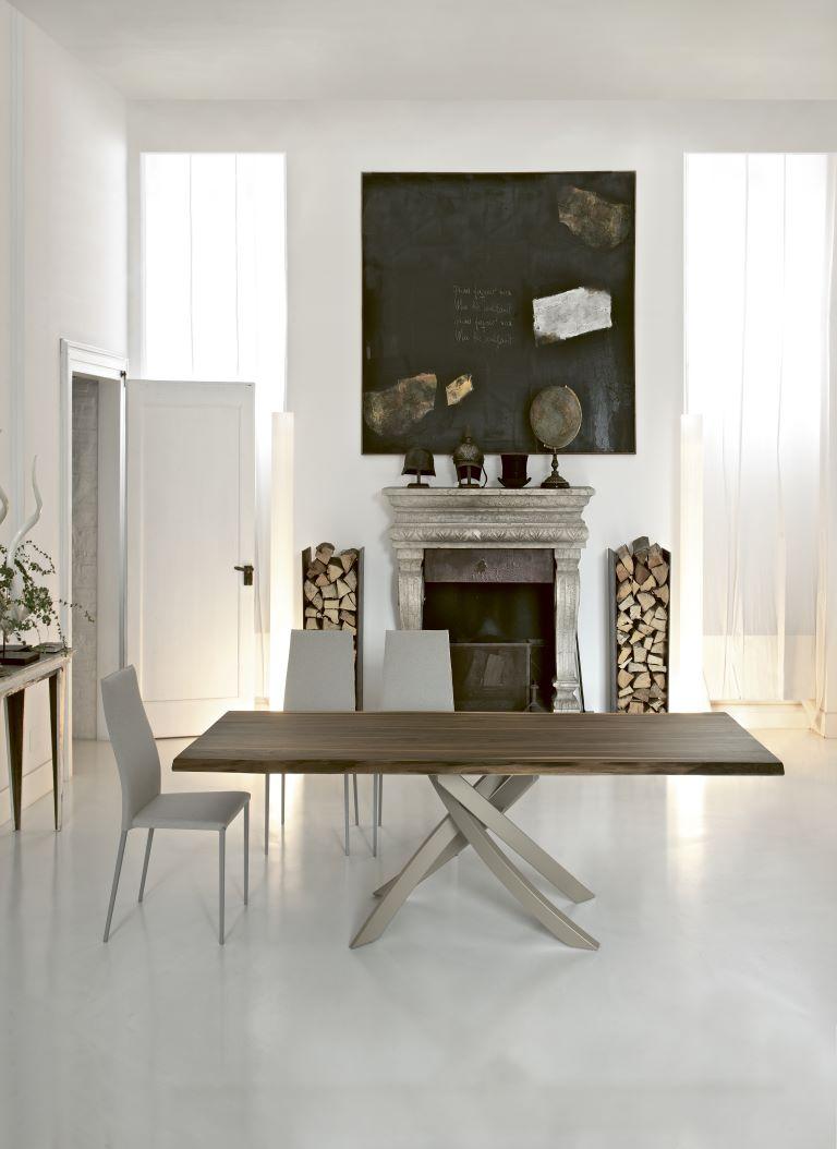 Modern Italian Metal and Solid Wood Table from Bontempi Casa Collection ...