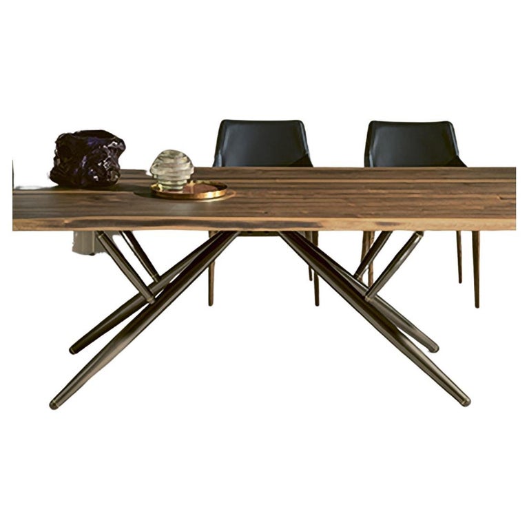 Modern Italian Metal and Solid Wood Table from Bontempi Casa Collection ...