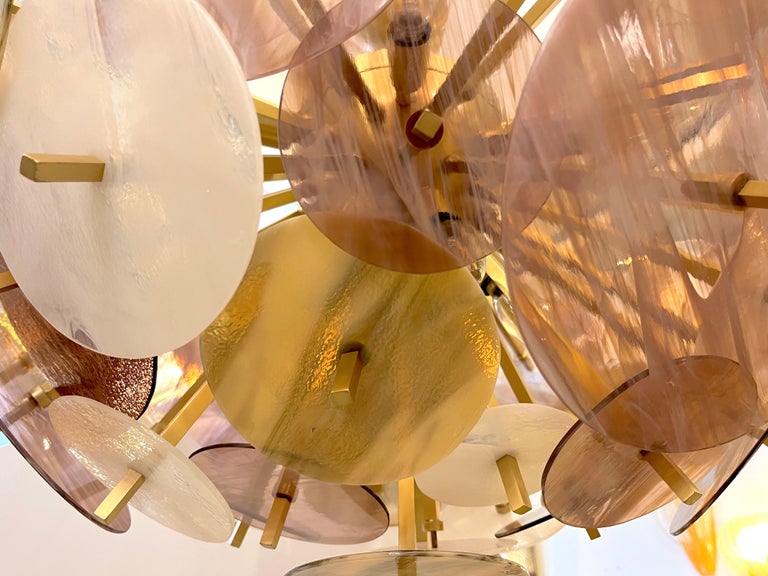 Modern Italian Pastel Rose Pink Yellow White Murano Glass Sputnik ...