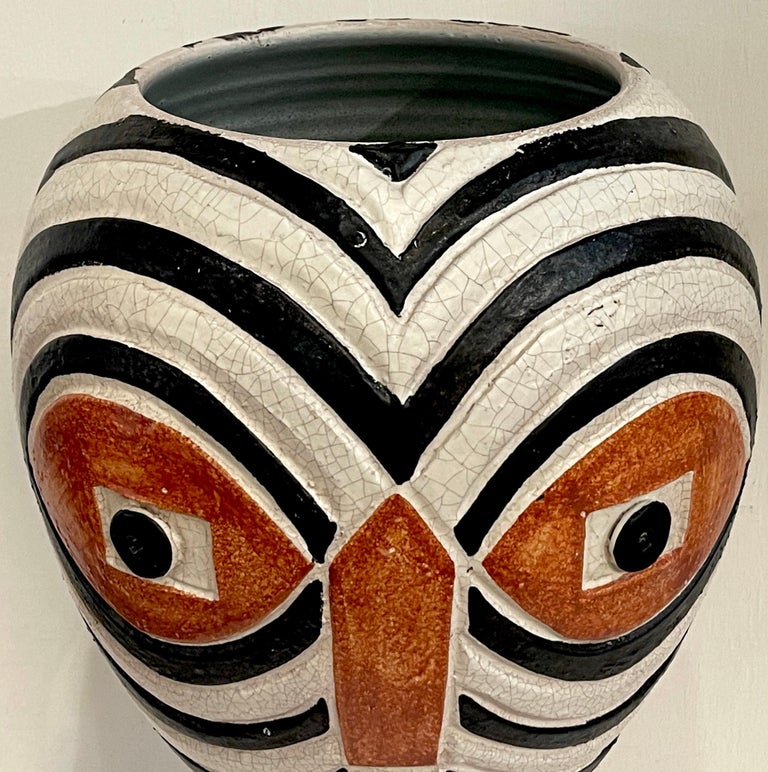 Modern Italian Pottery Mask Motif Vase, by ND Dolfi For Sale at 1stDibs