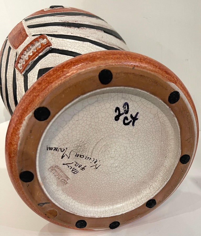 Modern Italian Pottery Mask Motif Vase, by ND Dolfi For Sale at 1stDibs