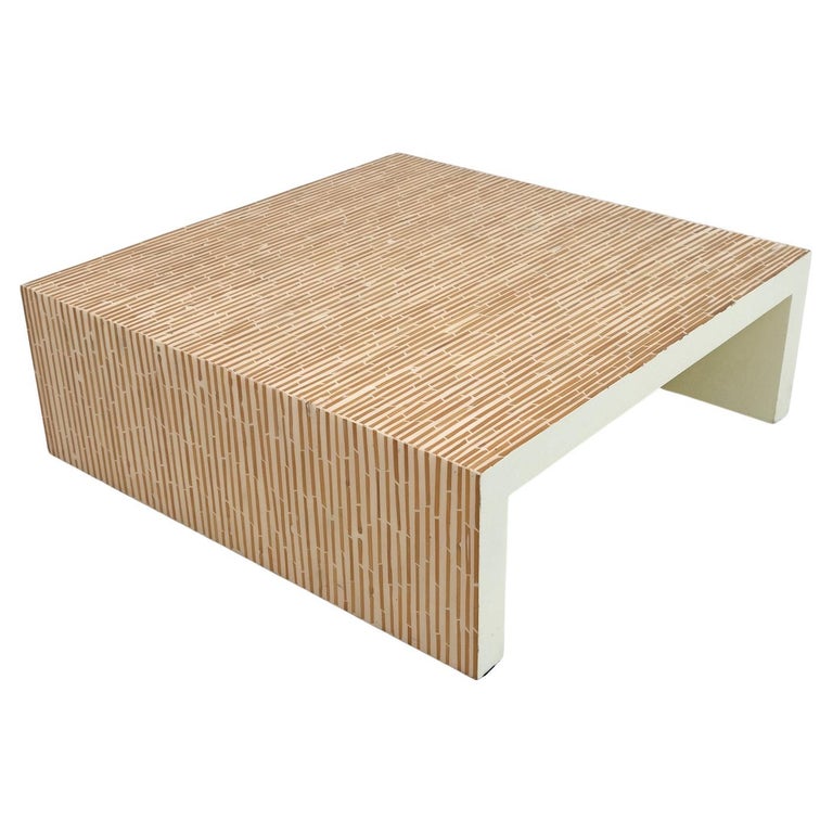 Modern Italian Resin and Bamboo Coffee Table For Sale at 1stDibs