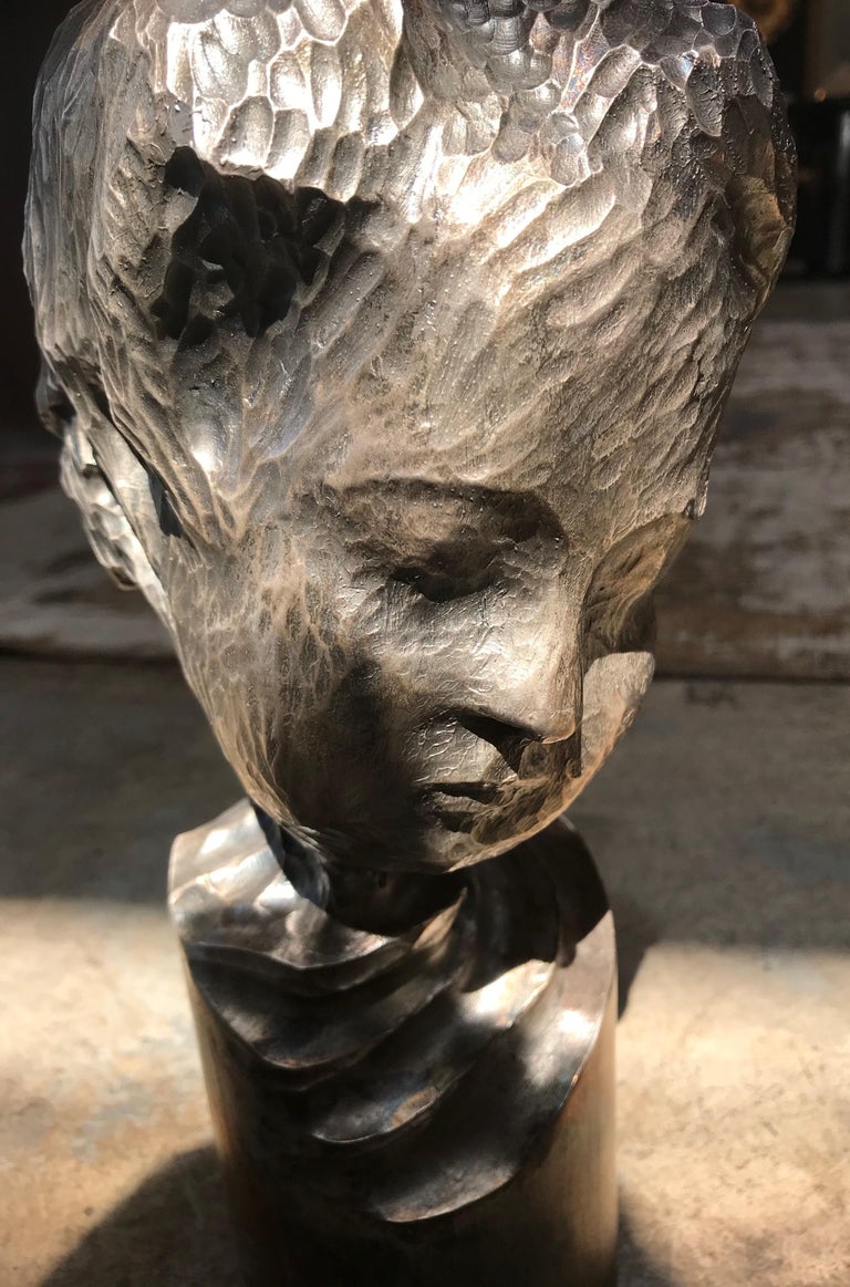 Modern Italian Sculpture Sterling Silver Child Portrait, 1970s at 1stDibs