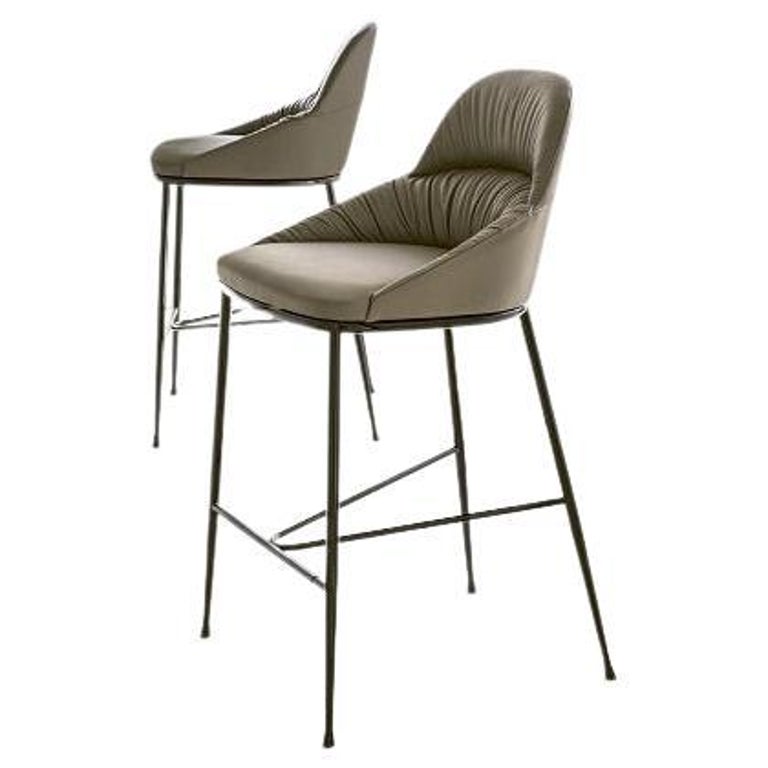 Modern Italian Upholstered Stool with Metal Frame from Bontempi Casa ...