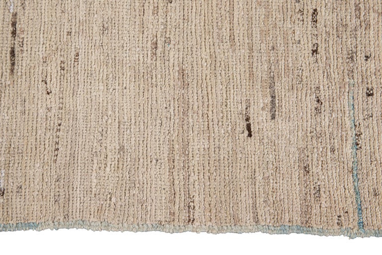 Modern Ivory Moroccan-Style Room Size Wool Rug For Sale at 1stDibs