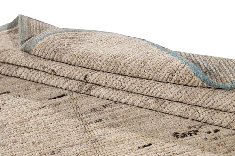 Modern Ivory Moroccan-Style Room Size Wool Rug For Sale at 1stDibs