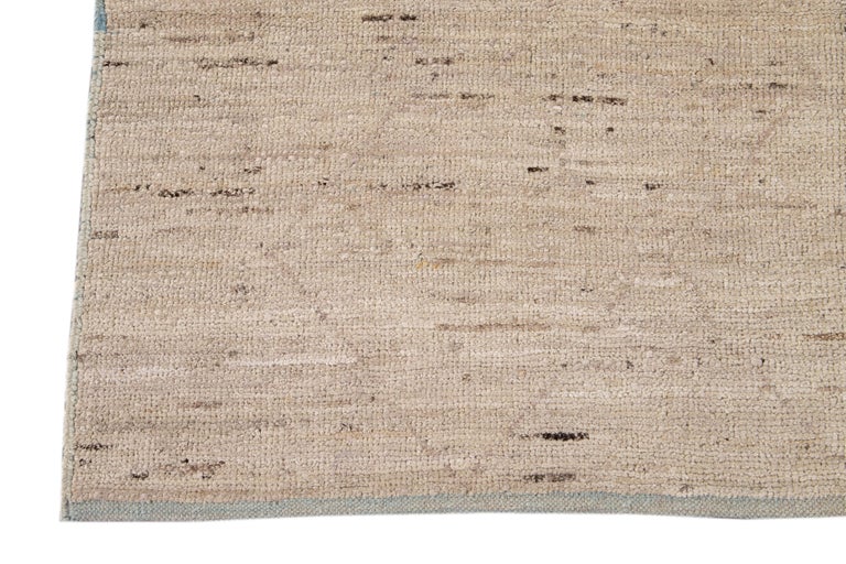 Modern Ivory Moroccan-Style Room Size Wool Rug For Sale at 1stDibs