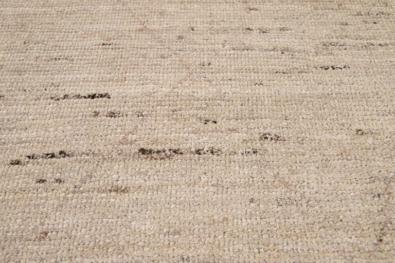 Modern Ivory Moroccan-Style Room Size Wool Rug For Sale at 1stDibs