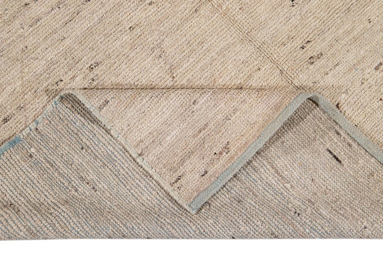 Modern Ivory Moroccan-Style Room Size Wool Rug For Sale at 1stDibs