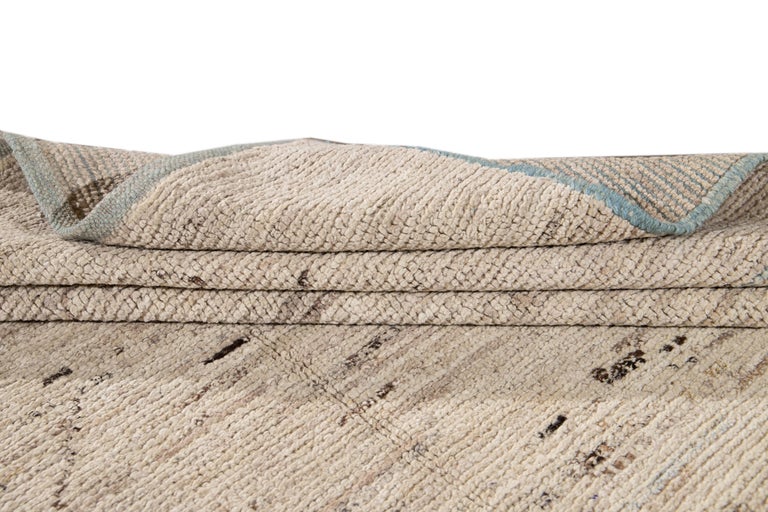 Modern Ivory Moroccan-Style Room Size Wool Rug For Sale at 1stDibs