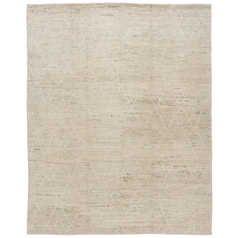 Modern Ivory Moroccan Style Wool Rug For Sale at 1stDibs