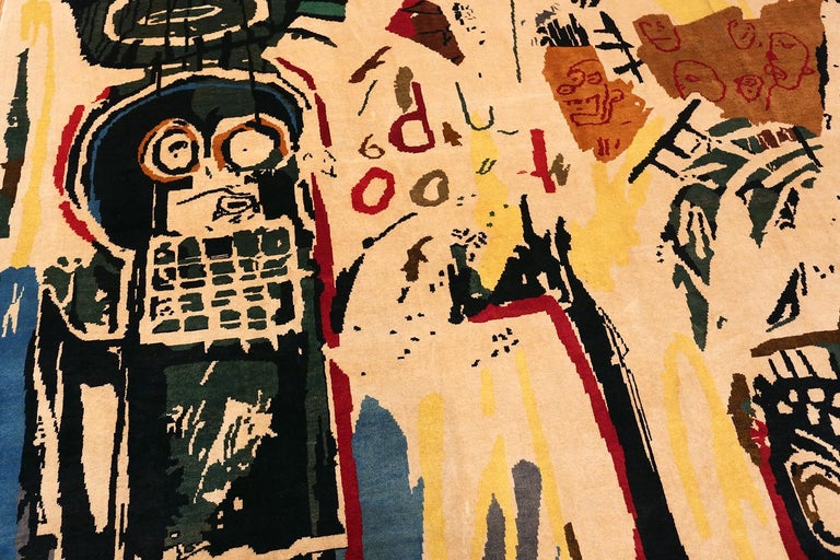 Modern Jean-Michel Basquiat Inspired Art Rug. Size: 8 ft 4 in x 9 ft 10 ...