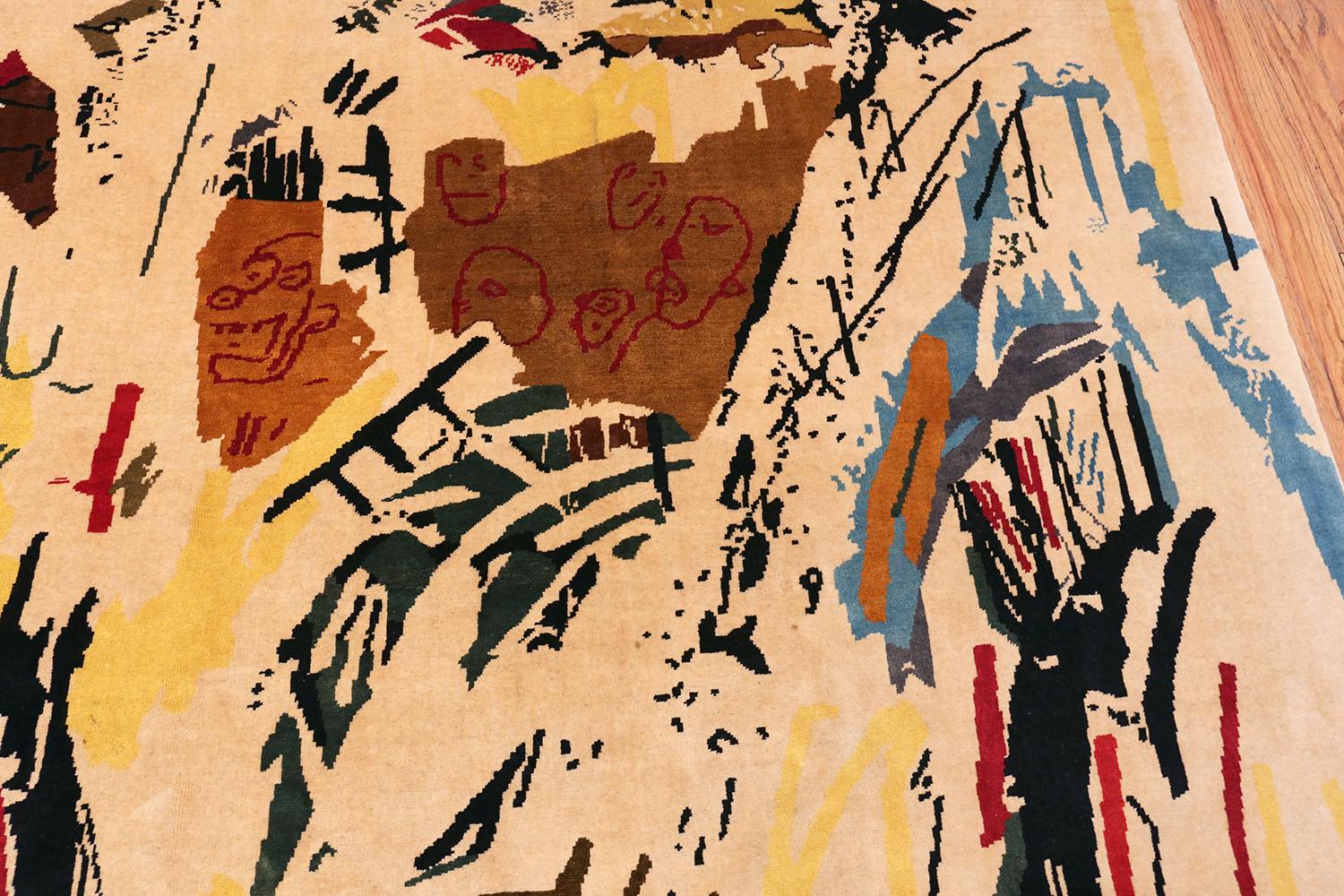 Modern Jean-Michel Basquiat Inspired Art Rug. Size: 8 ft 4 in x 9 ft 10 ...
