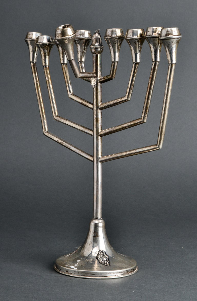 Modern Judaica Continental Silver Menorah Hanukiah at 1stDibs