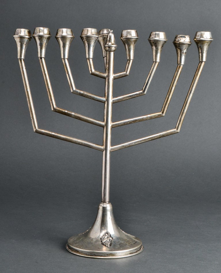 Modern Judaica Continental Silver Menorah Hanukiah at 1stDibs