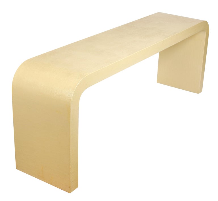 Modern Karl Springer Style Linen Wrap Console "Waterfall" at 1stDibs