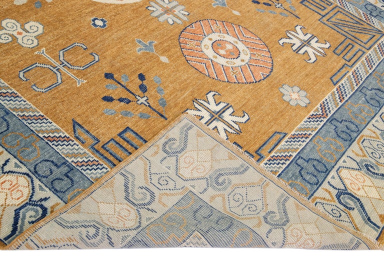 Modern Khotan Style Handmade Allover Motif Wool Rug For Sale at 1stDibs
