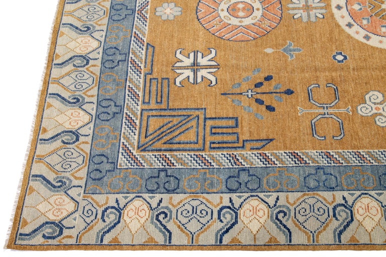 Modern Khotan Style Handmade Allover Motif Wool Rug For Sale at 1stDibs