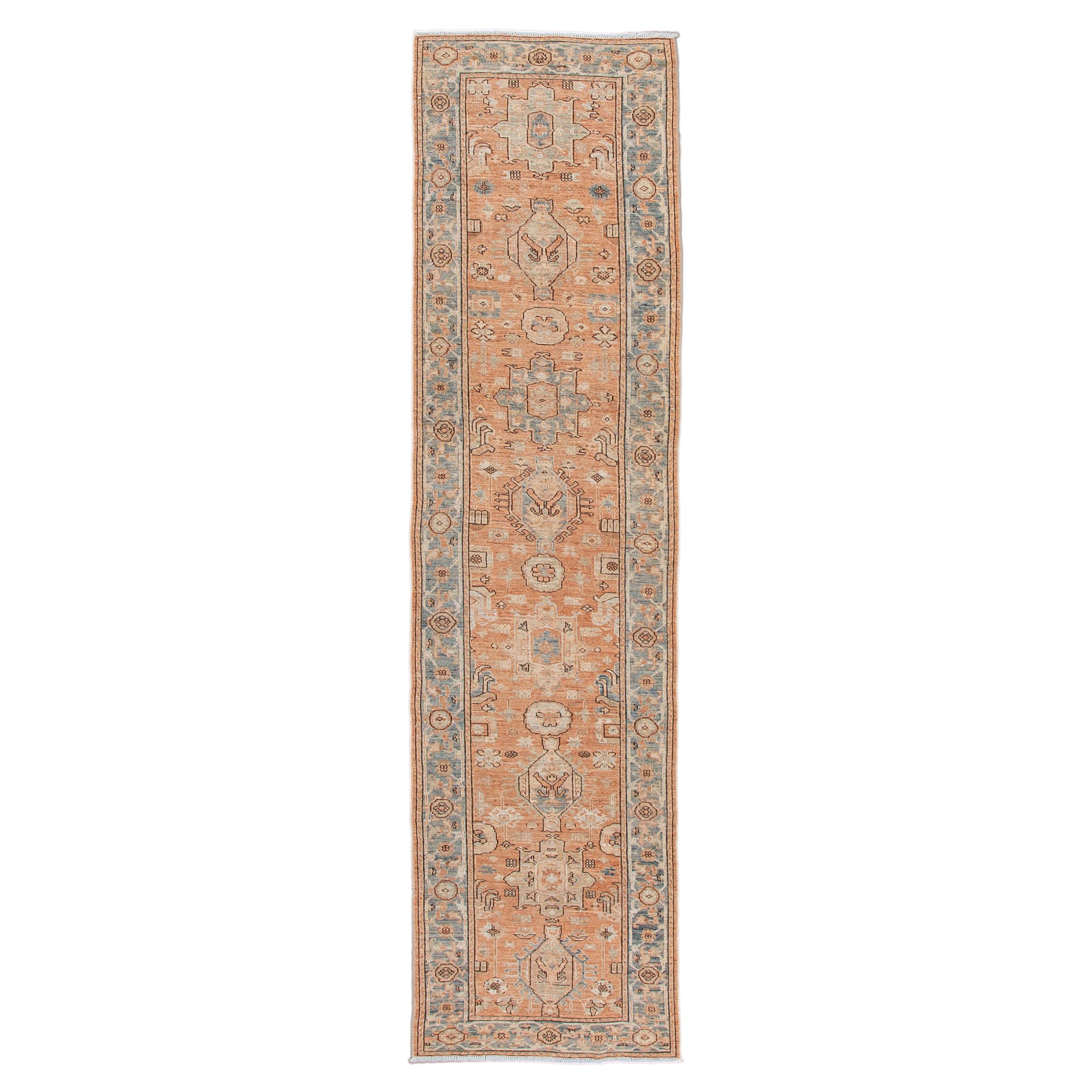 Modern Handmade Peach and Orange Floral Wool Rug For Sale at 1stDibs ...