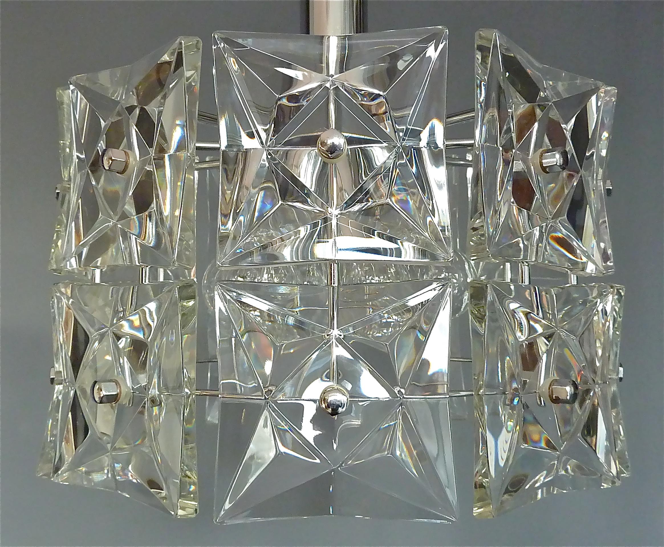 Modern Kinkeldey Chandelier Crystal Glass Chrome Germany 1960 Space Age ...