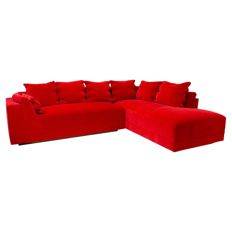 L moderne sectionnel avec courbe intérieure incurvée, coussins à ...