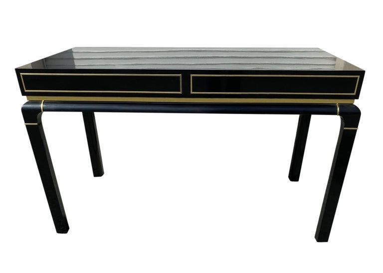Modern Lacquered Writing Desk with Brass Accents by John Stuart For ...