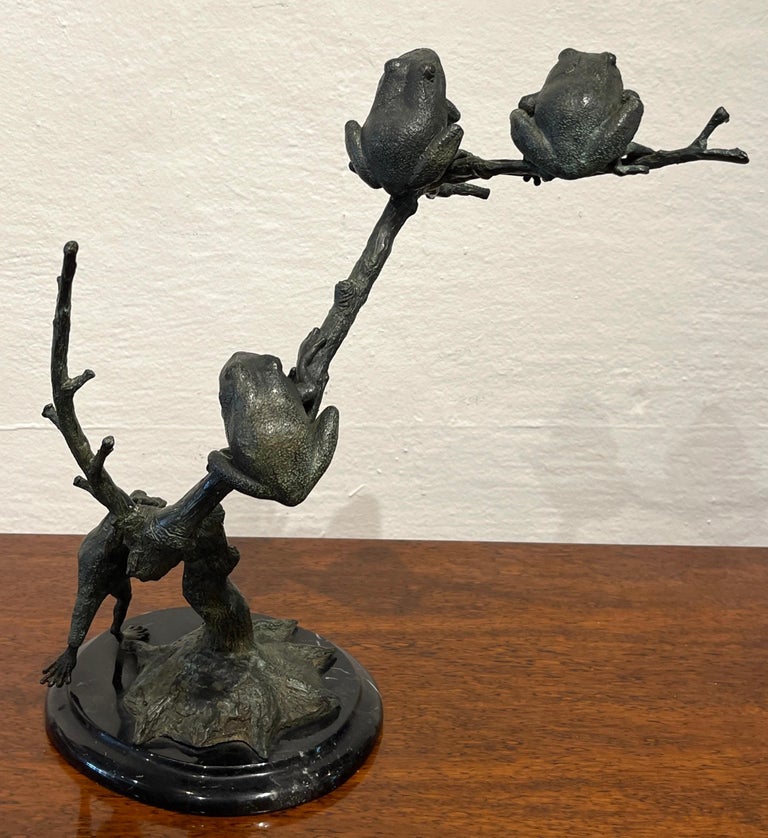 Modern Landscape Bronze of Tree Frogs For Sale at 1stDibs