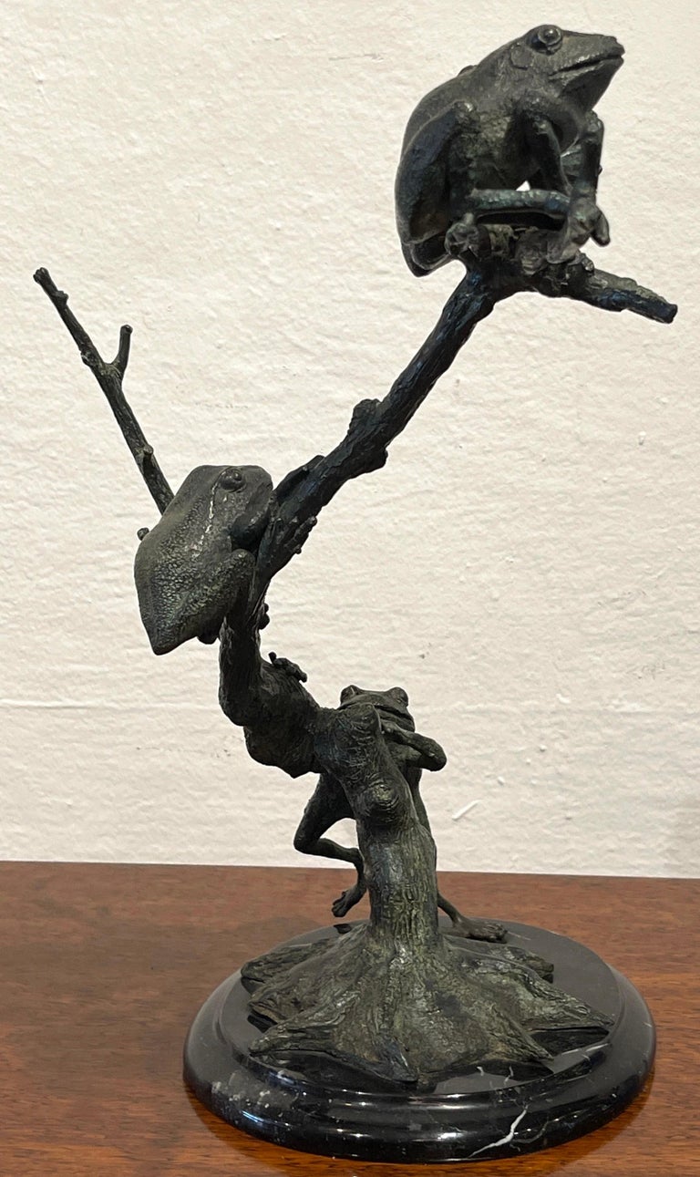 Modern Landscape Bronze of Tree Frogs For Sale at 1stDibs