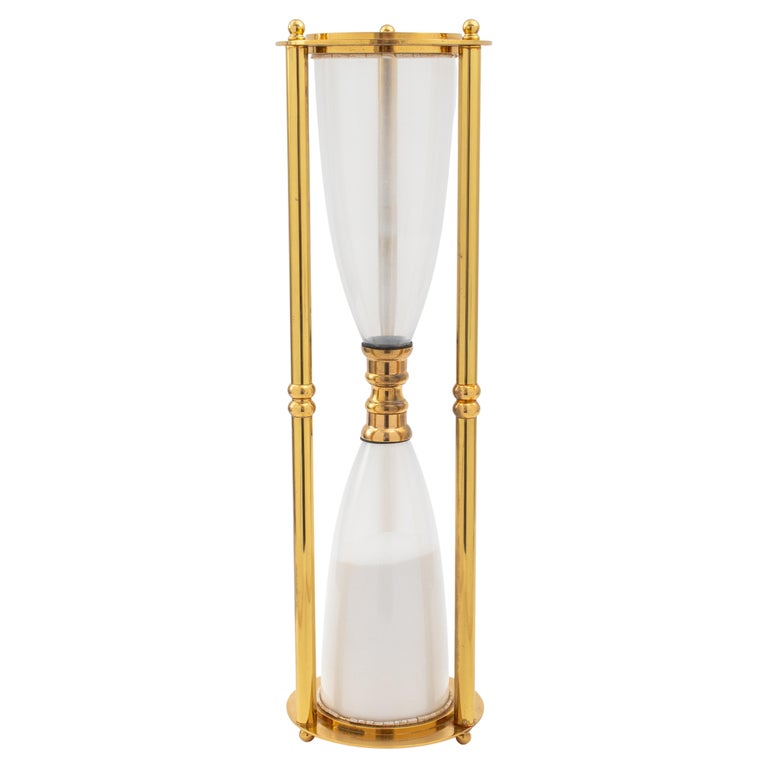 Modern Large Brass White Sand Hourglass at 1stDibs