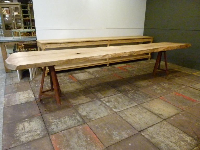 Modern Large Robust Walnut Table with Adjustable Iron Easels at 1stDibs