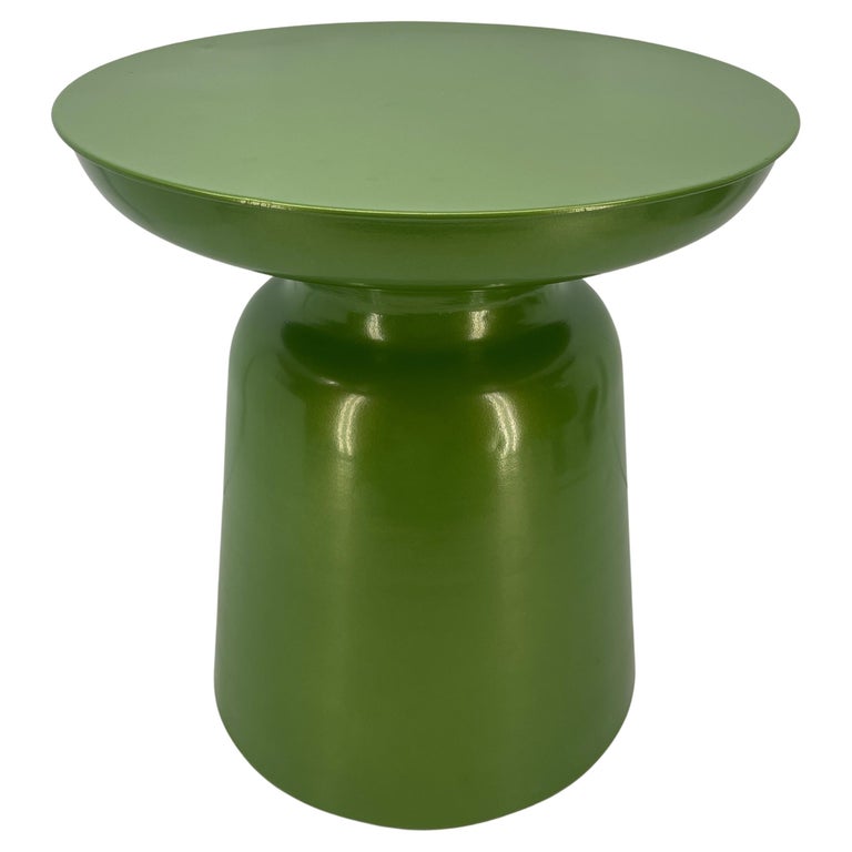 Modern Leafy Green Powder-Coated Sculptural Pedestal Side Table For ...