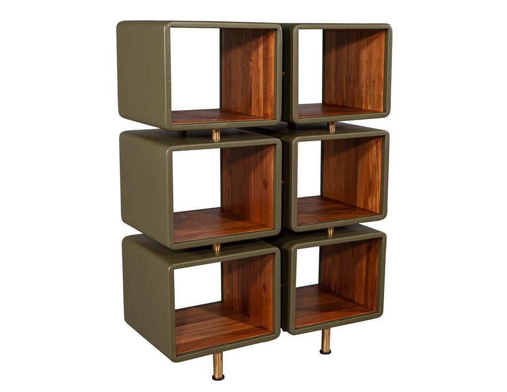 Modern Leather Clad Bookcase at 1stDibs | leather bookcase