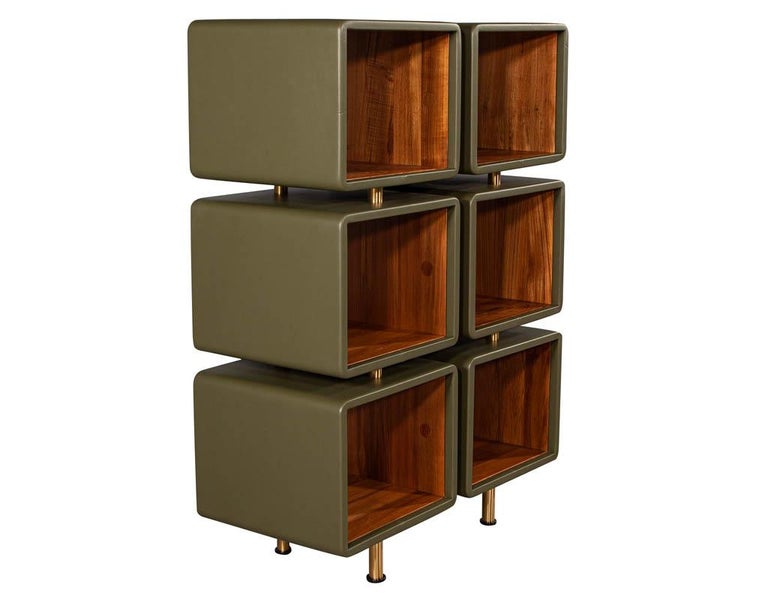 Modern Leather Clad Bookcase For Sale at 1stDibs
