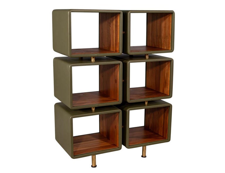 Modern Leather Clad Bookcase For Sale at 1stDibs