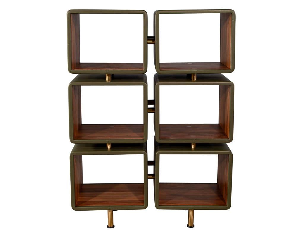 Modern Leather Clad Bookcase at 1stDibs | leather bookcase