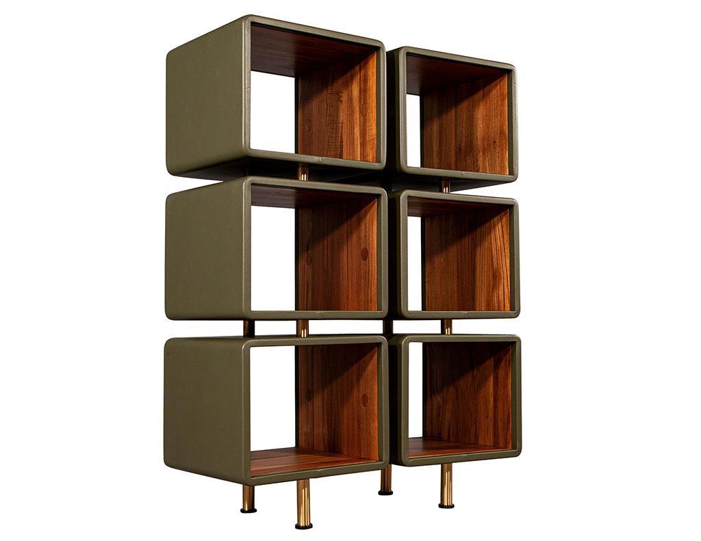 Modern Leather Clad Bookcase at 1stDibs | leather bookcase