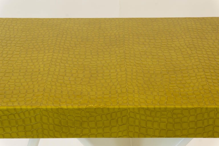 Modern Alligator Pattern Leather Top Console Table For Sale at 1stDibs
