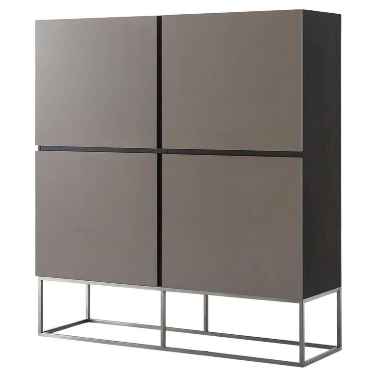 Modern Leather Paneled Cabinet For Sale at 1stDibs