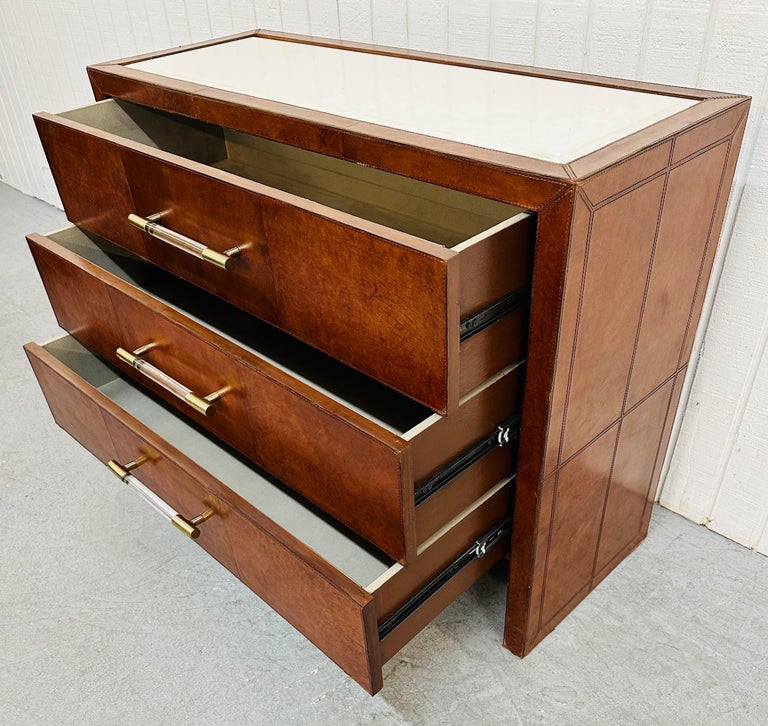Modern Leather Wrapped Marble Top Bachelor Chest For Sale at 1stDibs