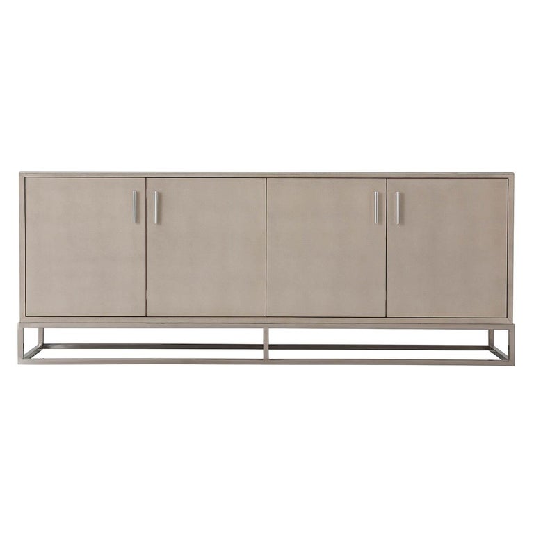 Modern Leather Wrapped Media Console at 1stDibs