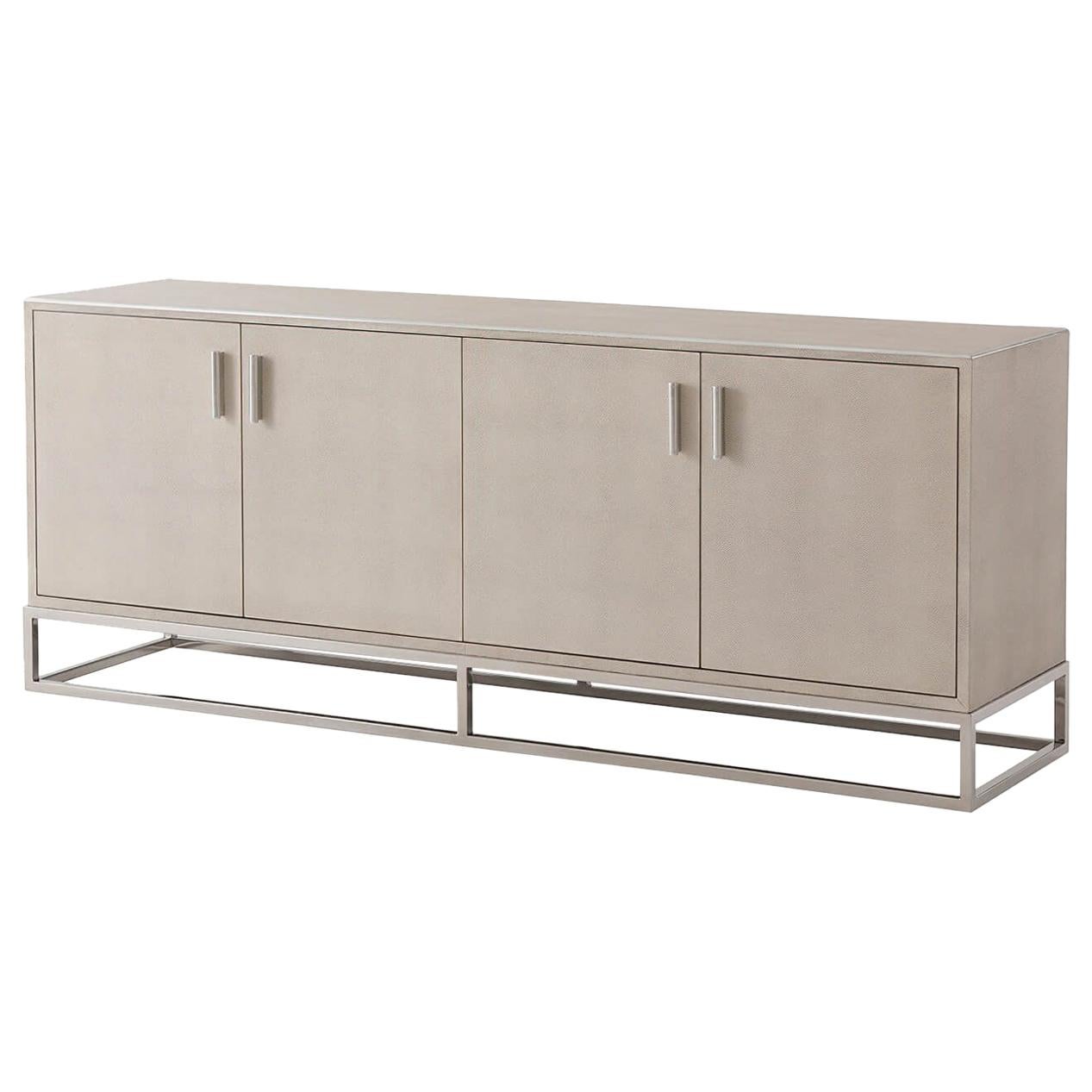 Modern Leather Wrapped Media Console at 1stDibs