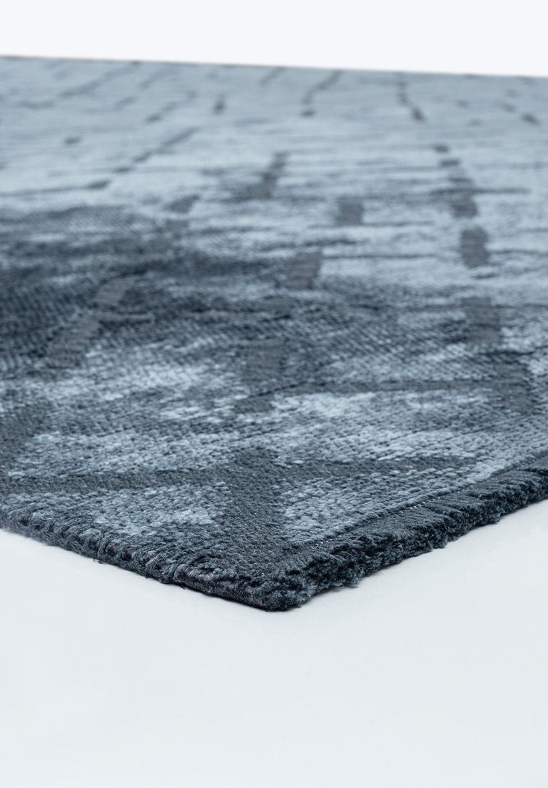 Modern Light Blue Abstract All Over Pattern Rug with or without Fringe ...
