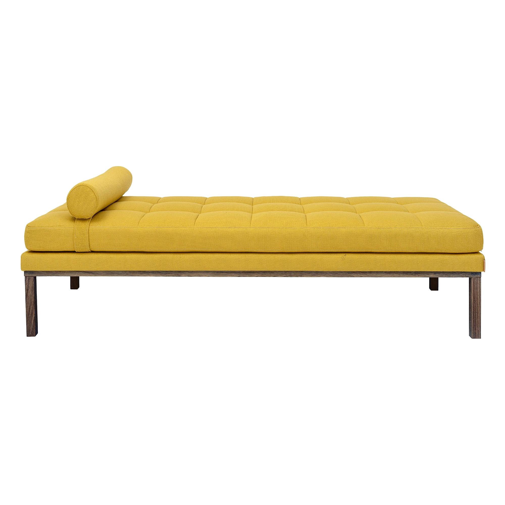 Dame Nude Oak and Bronze Color Velvet Daybed with Metal Foot Detailing ...