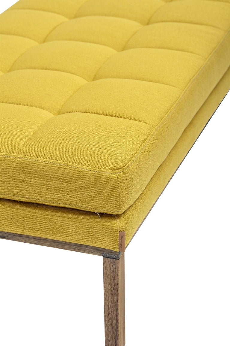 Modern Line Smoked Oak Wood Base Mustard Daybed at 1stDibs