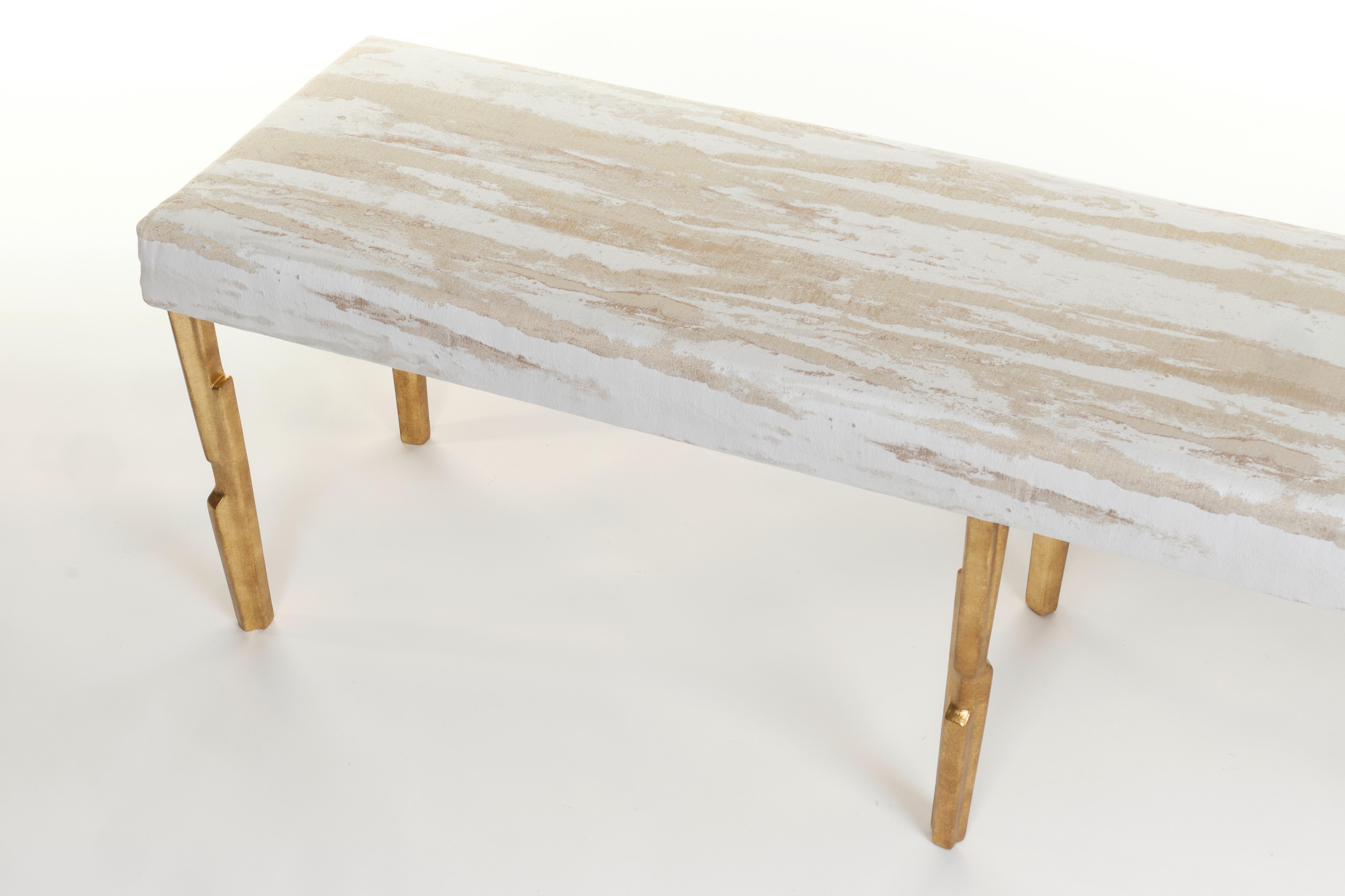Modern Linea Bench No.1, Antique Gold Finish with Second Firing 2 seat ...